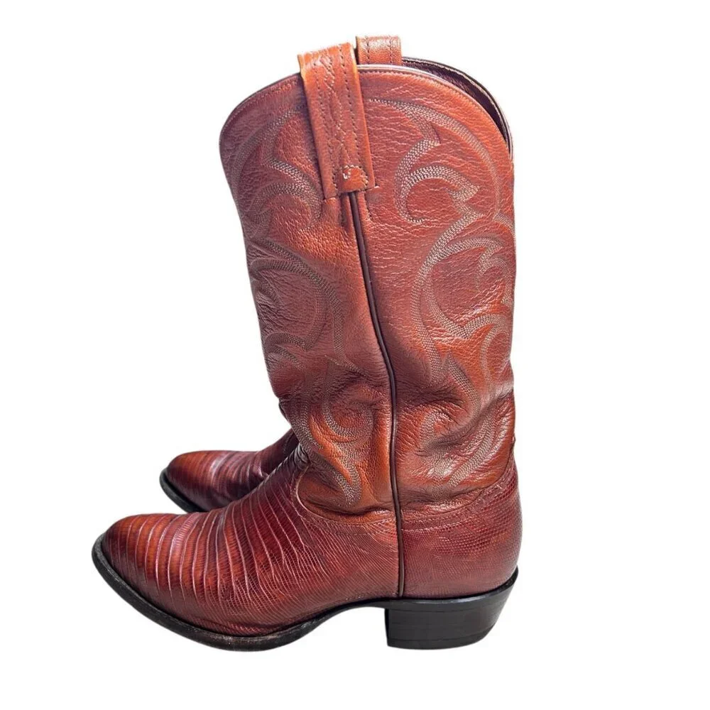 Tony Lama | Shoes | Tony Lama 9 Brown Lizard Leather Boot Western Round ...